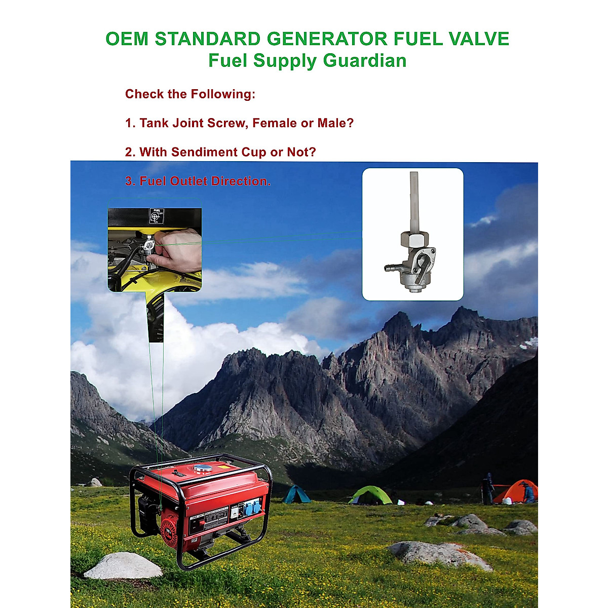 YAMAKATO Predator 9000 8750 6500 4000 4375 Generator Fuel Tank Shut Off Valve Fuel Petcock for Centurion Honda Westinghouse Duromax Durostar Powermate Powerhorse ETQ M16X1.5mm 3/16in