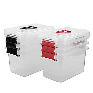 Anbers 5 Quart Plastic Bins with Lid, Latching Storage Box, 6 Packs