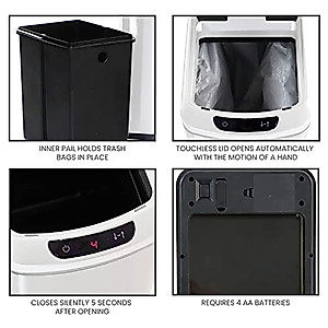 Hanover White 9-Liter / 2.3-Gallon Trash Can with Sensor Lid