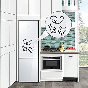 ANCIRS 2 Pack Smile Fridge Stickers, Cute Refrigerator Decal Smiling Face Stickers, Adhesive Vinyl Stickers on Freezer, Kitchen Wall Inside House