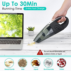 KOCASO Portable Handheld Vacuum Cleaner Automative Vacuum Cordless Rechargeable with High Power and Strong Suction Mini Lightweight Car Vacuum Cleaner Wet Dry for Dust,Car,Home, Pet Hair