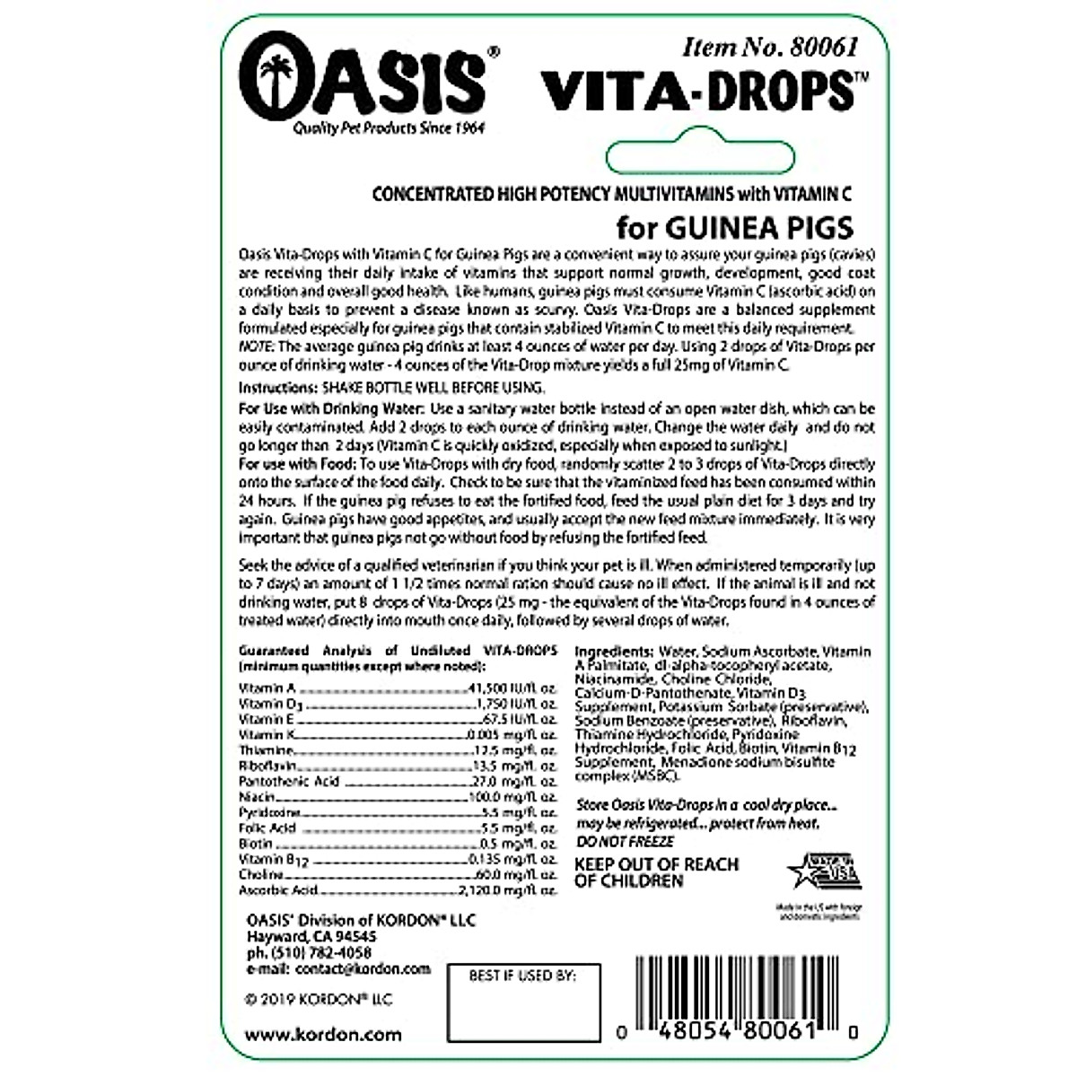 OASIS # 80061 Guinea Pig Vita Drop, 2-Ounce