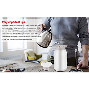 Stainless Steel Thermal Coffee Carafe Dispenser, Unbreakable Double Wall Vacuum Thermos Flask Large Capacity 40oz 1.2L Water Tea Pot Beverage Pitcher for Easter Party(White)