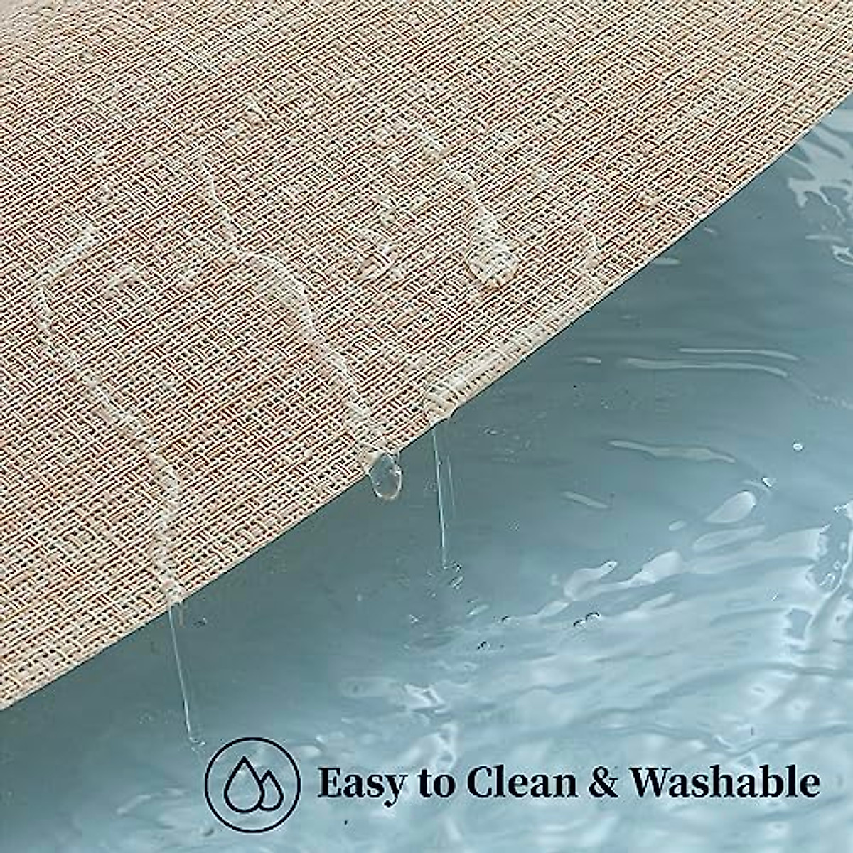 Leetaltree Beige Placemats Set of 4 - Heat Resistant Non-Slip Place mats for Dining Table, Washable Durable PVC Vinyl Woven Table Mats（Beige, 4）