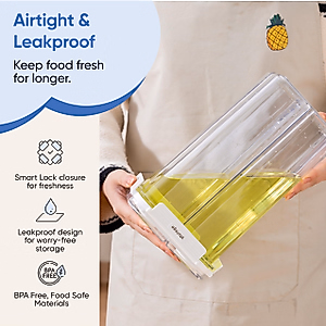 Chef's Path Customizable Airtight Pantry Storage Containers with Lids, 4 Adjustable Compartments - BPA-Free Kitchen Organizers and Storage for Cereal, Pasta, Grains, & More - 2-Pack, 2.4L Containers