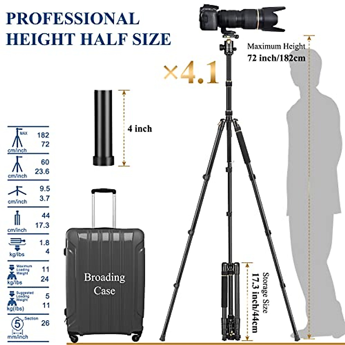 Tripod for Camera, VICTIV Heavy Duty Camera Tripod Monopod, Aluminum Travel Tripod for DSLR, Professional Tripod Stand with Strong Locking Ball Head and 2 Aluminum Quick Release Plate - Gold