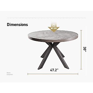 Acanva Small Round Dining Table for 4 Person, MDF & HPL Surface and Sturdy Base Structure, Modern Design for Kitchen, Living Room & Apartment, Easy Assembly, 47.2” Diam. x 30” H, Light Concrete