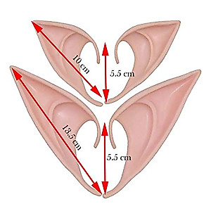 Gustum 2 Different Vampire Fangs Teeth with 1 Tube Teeth Pellets Adhesive, 2 pairs Fairy Pixie Elf Ears, Halloween Horror Party Cosplay Costumes Accessory Prop Decoration