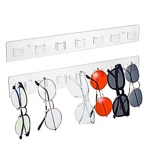 Ubamdom 2 PCS Sunglasses Organizer, Large Acrylic Sunglasses Holder Organizer, Wall-Mounted Sunglasses Holder Organizer, Eyeglasses Hangers for Entryway, Living Room and Bedroom (White)
