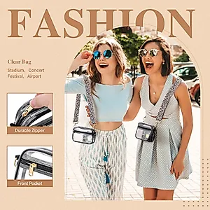 HULISEN Clear Crossbody Bag Stadium Approved, Clear Purse for Women Men, Transparent Messenger Shoulder Handbag for Concert, Travel, Work, Sports (Leopard)