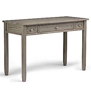 SIMPLIHOME Warm Shaker SOLID WOOD Rustic Modern 48 inch Wide Home Office Desk, Writing Table, Workstation, Study Table Furniture in Distressed Grey with 2 Drawers
