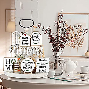 13 Pcs Farmhouse Tiered Tray Decor Farmhouse Home Decor Rustic Wooden Tray Decor Items Mini Signs Home Kitchen Table Decoration for Country House Family Shelf Housewarming Gift Accessories