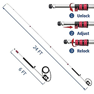 janz 24 FT Pressure Washer Telescoping Wand with Power Washer Extension Wand, Gutter Cleaner Attachment, Support Harness, 5 Spray Nozzle Tips and 2 Hose Inlet Adapters