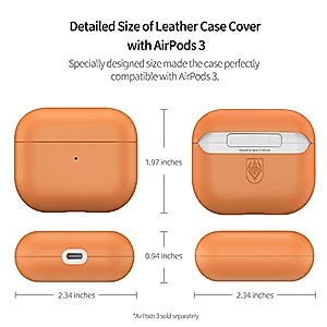 AirPods 3 Leather Case Cover, Docco Jette Fully-Wrapped Italian Genuine Leather Case for Apple AirPods 3,Supports Wireless Charging Front LED Visible