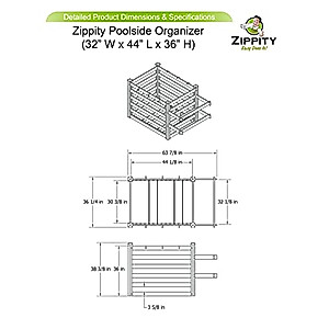 Zippity Outdoor Products ZP19061 36" W x 64" L x 38" H Zippity Poolside Deckbox Storage Organizer