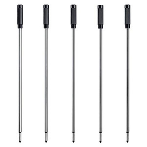 HeTaoCat Red Ink Refill Pack of 5, Replaceable Ballpoint Pen Refills, Medium Point Metal Refil (Black)