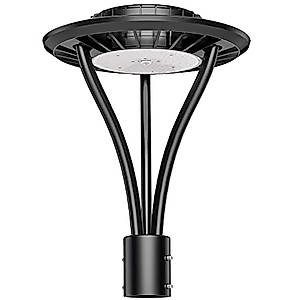 Yihuven 150W Led Post Top Light, 21000Lm(950W Equi), 5000K Daylight, IP67 Waterproof Outdoor LED Circular Area Pole Lighting Fixture for Street Garden Yard Pathway Driveway Front/Back Door