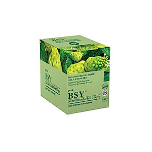 BSY Noni Black Hair Magic Hair Color Shampoo - Ammonia Free, Natural Black Permanent Hair Dye for Women and Men, 5 Minutes Hair Color, Suitable for Black Hair, 5 x 20ml Sachets