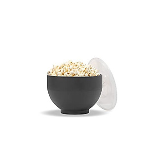 W&P Microwave Silicone Popper Maker | Black | Collapsible Bowl w/Built in Measuring, BPA, Eco-Friendly, Waste Free, 9.3 Cups of Popped Popcorn