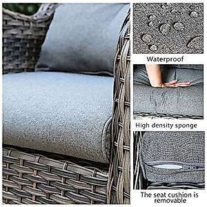 HAPLIFE Patio Wicker Swivel Rocker Chairs Rattan Outdoor Furniture Rocking Chair, Gray