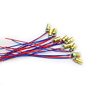 HiLetgo 10pcs 5V 650nm 5mW Red Dot Laser Head Red Laser Diode Laser Tube with Leads Head Outer Diameter 6mm
