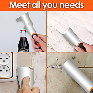 MATEWORK Putty knife,10 Piece Stainless Steel Paint Scraper Tool Set,14" Mud Pan for Repairing Drywall, Removing Wallpaper, Applying Putty, Plaster, Cement, Adhesive