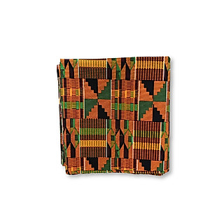 African Kente Print #1- Serengeti Fabric (1 Yard) Kente African Print Fabric Cotton 44" Wide Head wrap Head tie Scarf Choir African Dance Black History Month African American Men Women Kids