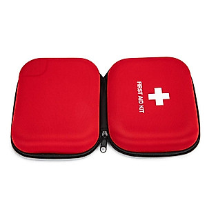 Jipemtra First Aid Hard Case Empty, First Aid Hard Case First Aid EVA Hard Red Medical Bag for Home Health First Emergency Responder Camping Outdoors (6.8x5.3x2.2 Round)