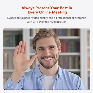NUROUM V15-AFL 2K Webcam for Streaming, 1080p 60FPS AutoFocus Web Camera with Adjustable Fill Light and Privacy Cover, 75°FOV Dual Microphone USB FHD Computer Camera, Plug and Play