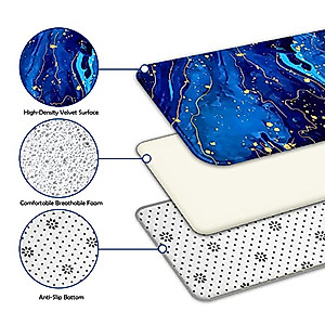 Bathroom Sets with Shower Curtain and Rugs, Bathroom Curtains Shower Set Include Waterproof Shower Curtain Non-Slip Rug Toilet Lid Cover Bath Mat and 12 Hooks, Blue Marble Shower Curtains for Bathroom