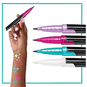 BIC BodyMark Party Pack Temporary Tattoo Marker for Skin, Premium Brush Tip, 4 Count Pack