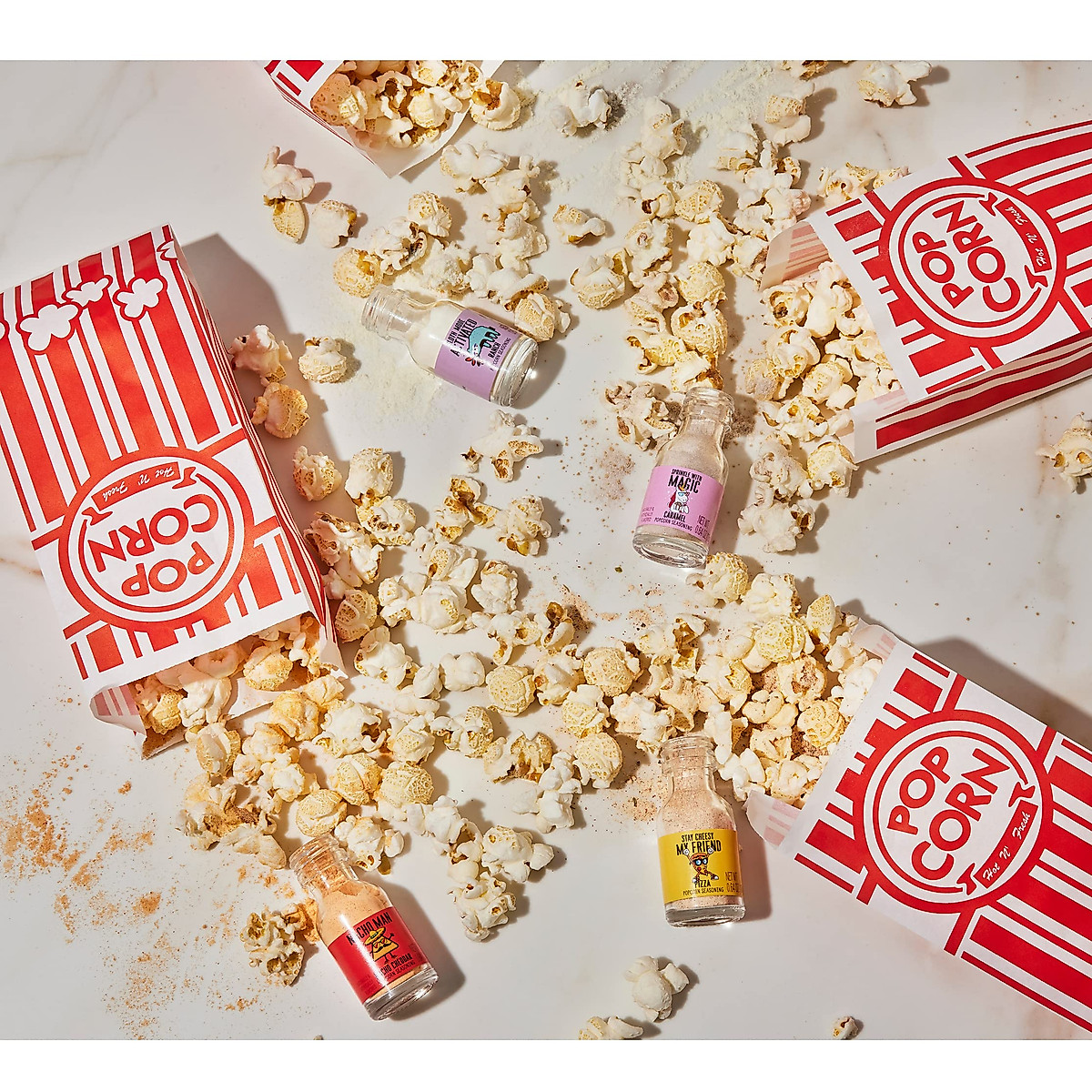 Thoughtfully Gourmet Popcorn Seasoning Sampler Kit, 10 Flavors - Kettle Corn, Garlic Parmesan, Bacon Cheddar, Caramel, Butter and More