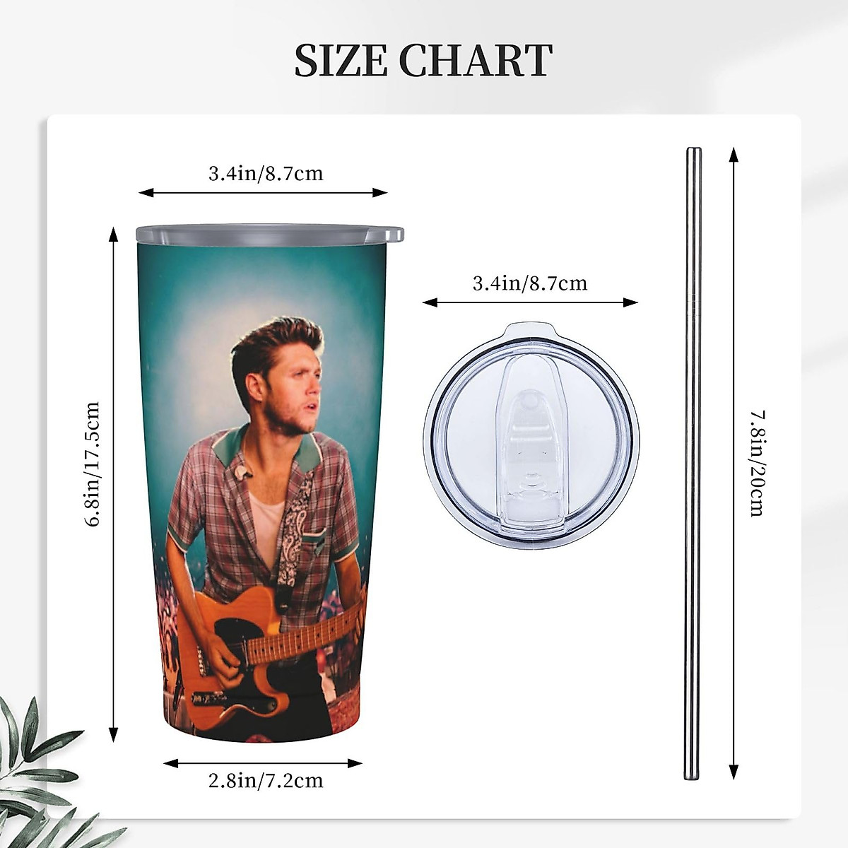 UALWORY Niall Music Horan Tumbler Cup 20oz Travel Coffee Mug with Lid and Straw Stainless Steel Insulated Mugs