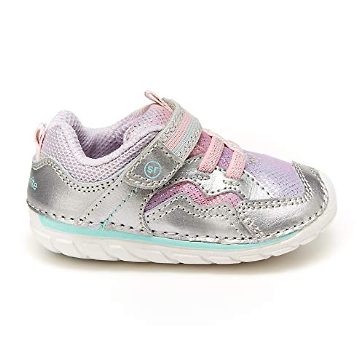 Stride Rite baby girls Soft Motion Kylo Sneaker, Silver/Multi, 5.5 Wide Toddler US