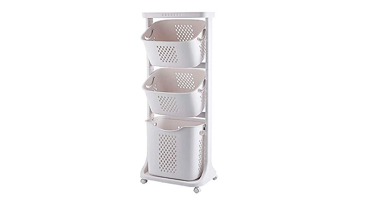 Shop Manskskim 3-Layer Laundry Basket with Wheels