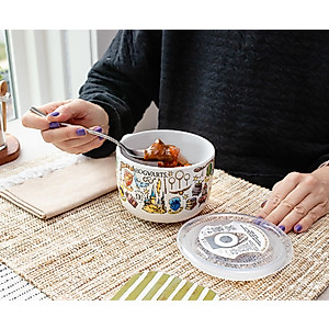 Silver Buffalo Harry Potter Hogwarts Destination Ceramic Soup Mug Bowl With Vented Lid and Handle For Ice Cream, Cereal, Beverages | Holds 24 Ounces