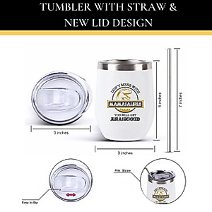 MARKHA Stainless Steel Mamasaurus Tumbler With Straw And Lid - 12 oz. - Mom Coffee Tumbler, Best Mother Gift From Daughter Son And Husband, Funny Present For New Mother And Pregnant Wife