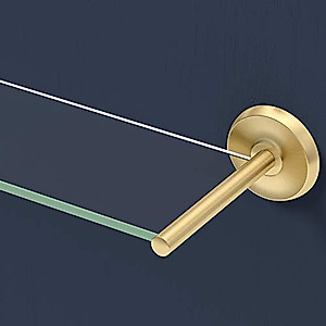 Gatco 5057 Designer II Glass Shelf, Brushed Brass/Wall Mounted 22.50" x 5.85" Tempered Glass Shelf