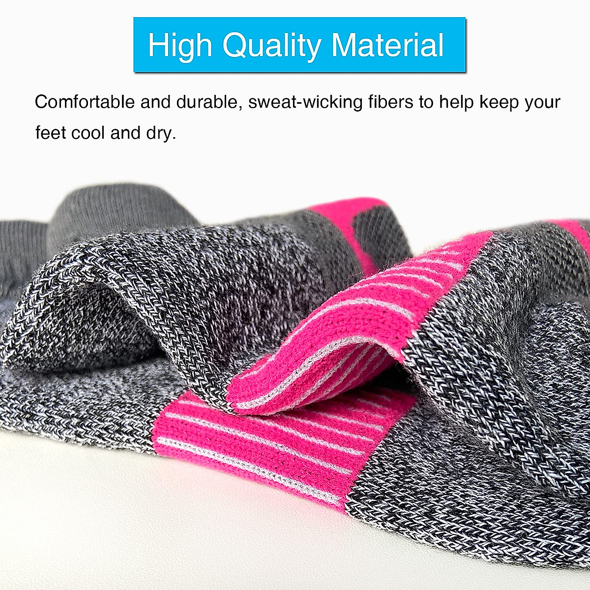 APTYID Women's Ankle Socks Athletic Cushioned Running, Size 6-9, Dark Grey, 6 Pairs