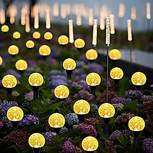 20 Led 22.15 ft Solar Outdoor Fairy Lights with 8 Modes, 20 in 1 Warm Light Globe Waterproof Stake Lights, Mini Crystal Bubble Decorative Lights for Valentines Day Yard Pathway Patio Party Wedding