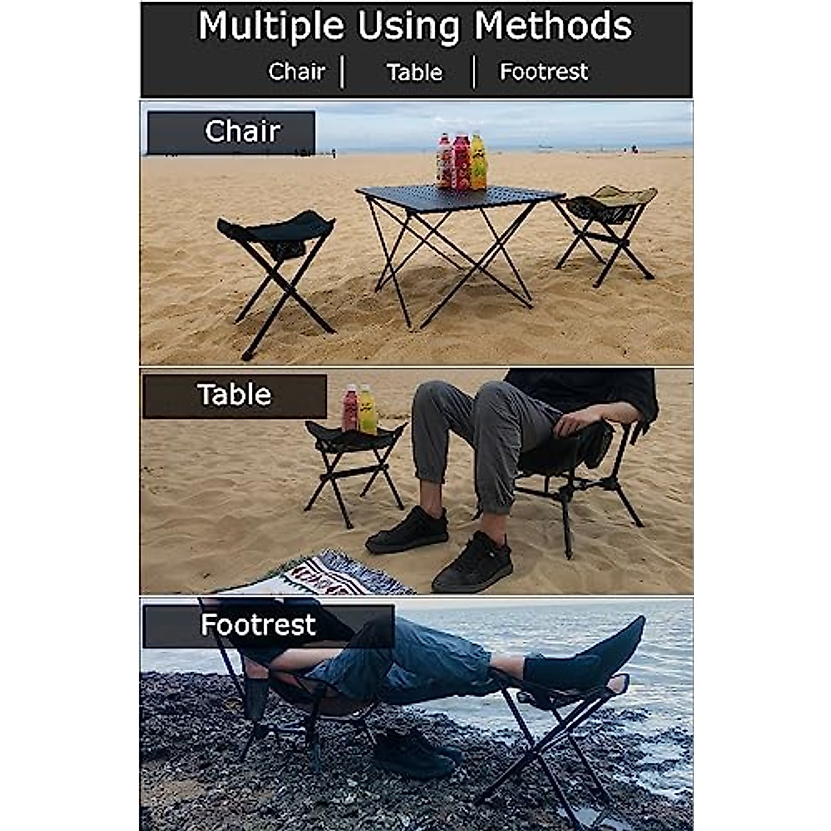 AnYoker Camping Chair, Portable Folding Chair, Beach Chair, Lightweight Hiking Chair,Compact Chair（Black/2pack）