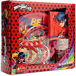 Miraculous Ladybug Party in a Box Kit - Celebration, Birthday Party, Toddlers– 100 Plus Pieces - Cat Noir - Party Supplies - Officially Licensed (Complete Kit)