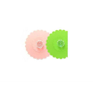 AKOAK 2 PCS New Cute Anti-dust Silicone Acrylic Diamond Glass Cup Cover Coffee Mug Suction Seal Lid Cap,Light Pink and Green