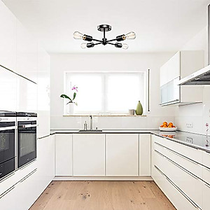 Globe Electric 66008 4-Light Flush Mount Ceiling Light, Matte Black, Ceiling Light Fixture, Light Fixtures Ceiling Mount, E26 Bulb, Home Improvement, Bedroom Lights for Ceiling, Dining Light Fixture