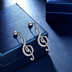 Beautlace Women's Musical Note Stud Earrings Silver Plated Treble Clef Music Note Earring Jewelry Gifts for Music Lover KE0027W