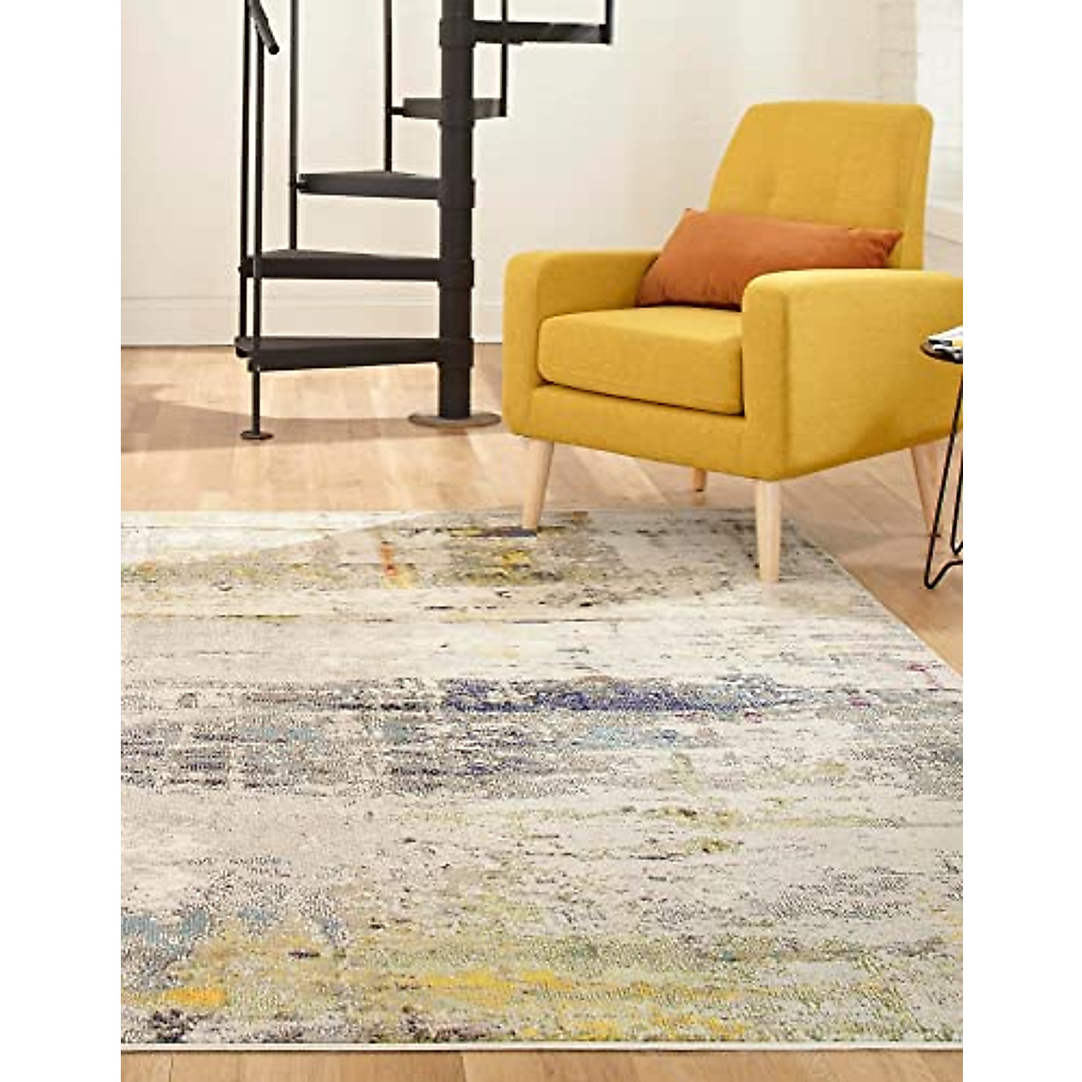 Unique Loom Chromatic Collection Modern Rustic & Vibrant Abstract Area Rug for Any Home Décor, 8 ft x 10 ft, Beige/Gray