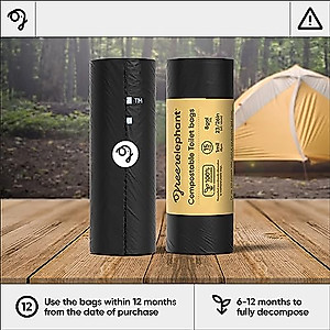 Green Elephant Portable Toilet Bags - Camping Toilet Bags, Camping Potty Bags, Camping Poop Bags for People, Toilet Waste Bags for 5 Gallon Bucket, Camp Toilet Bag, 15 count, 8 gal, 1 mil (1 pack)