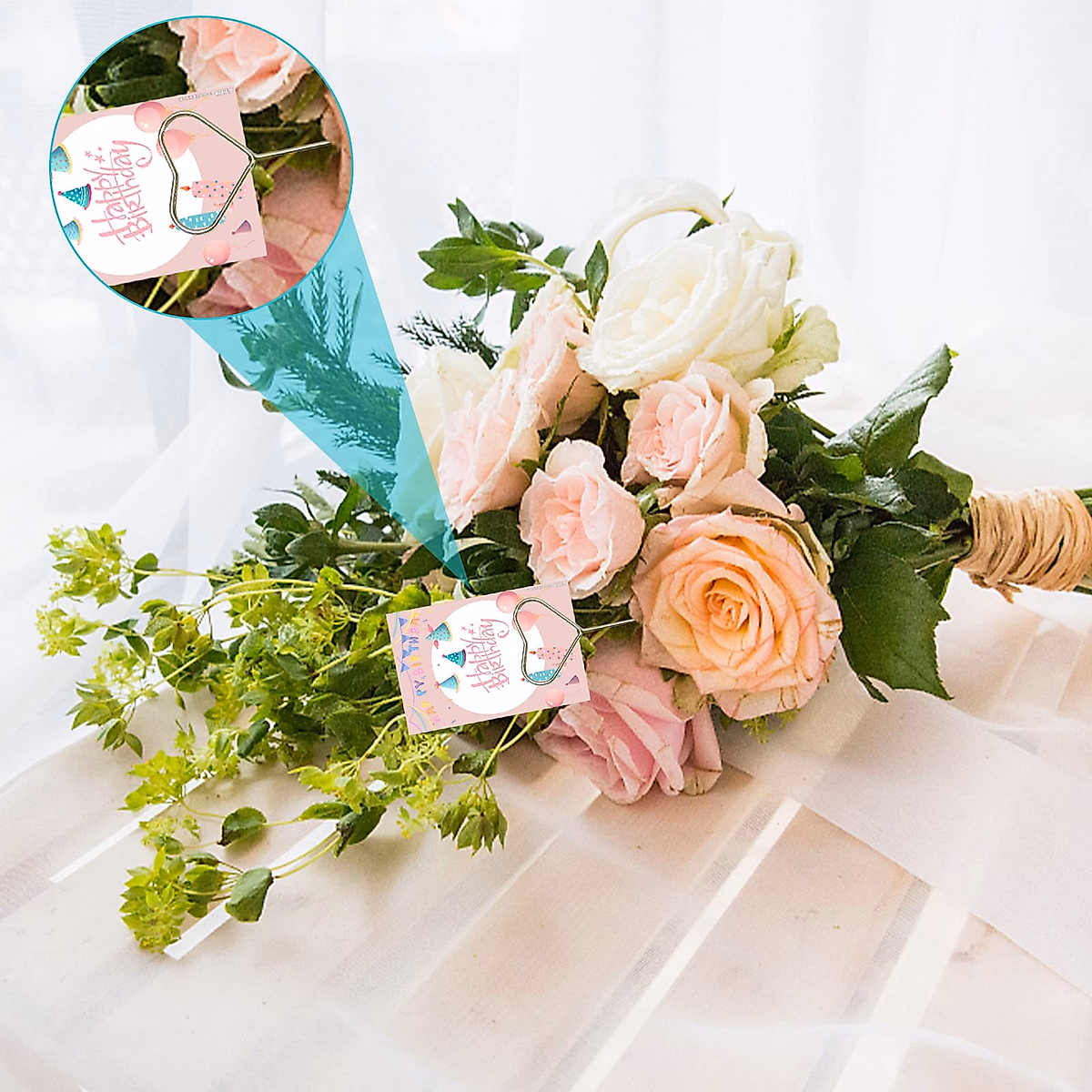 Zreneyfex 30 Pieces 13 Inch Metal Wire Floral Picks Wire Table Name Number Picture Holder Place Card Holders Photo Holder Stand Memo Holder for Wedding Birthday Party Favor