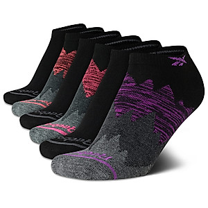 Reebok Women's Athletic Socks - Performance Low Cut Socks (6 Pack), Size 4-10, Black Marl