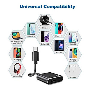 ARKTEK USB-C to 3.5mm Audio Adapter USB Type C to Headphone Jack AUX Hi-Res with DAC PD Fast Charge Adapter for Pad Pro 2018 Pixel 4 and More Devices